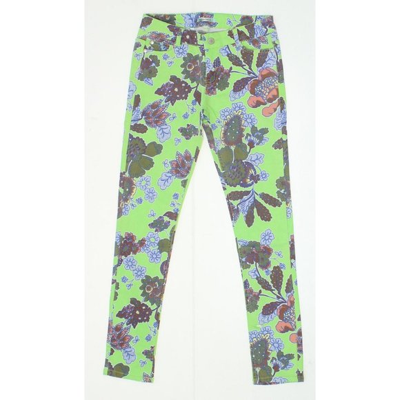 36 Point 5 | Jeans | New 36 Point 5 Skinny Jeans Green Floral Large ...